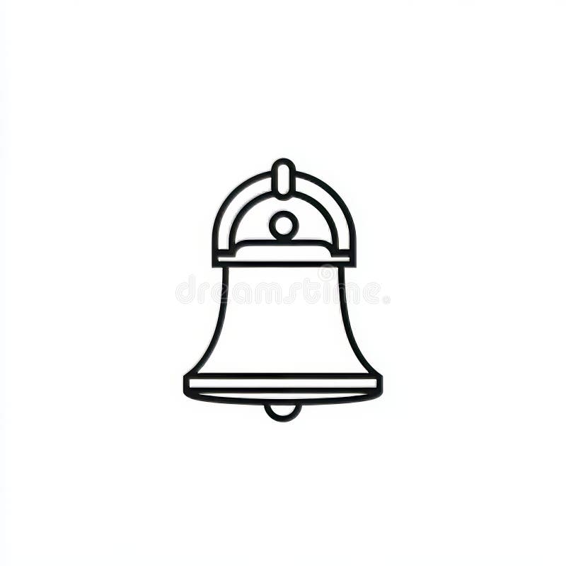 A Classic Bell Featuring a Clapper is Illustrated through Simple Black ...