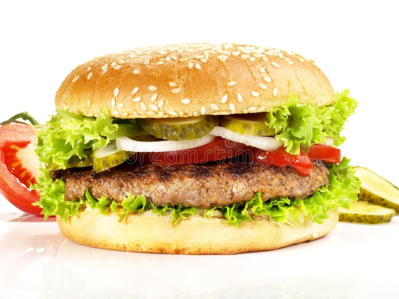 Classic Big Size Hamburger - Fast Food Isolated on White Background ...