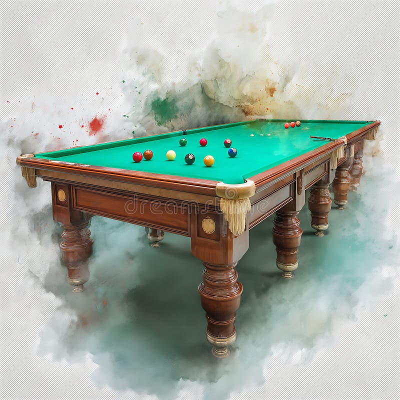 Classic Billiards Table with Balls in Play a Stunning Artistic ...