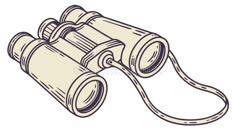 Classic Binoculars for Exploration and Observation, Travel Gear, Vector ...