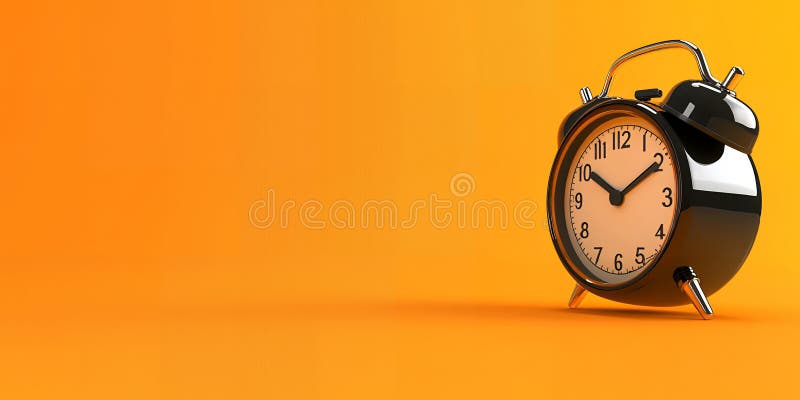 Classic Black Alarm Clock on Vibrant Orange Background Time Management ...