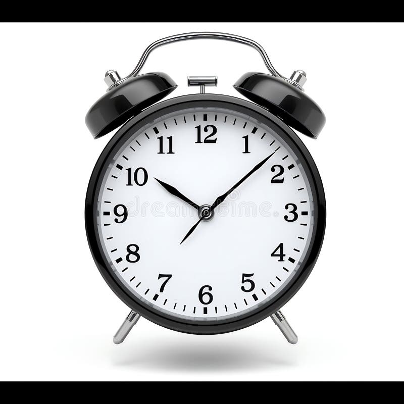 Classic Black Alarm Clock on White Background: Time Management ...