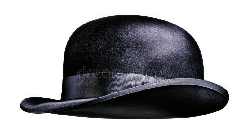 Classic Black Bowler Hat Displayed Against a White Background Stock ...