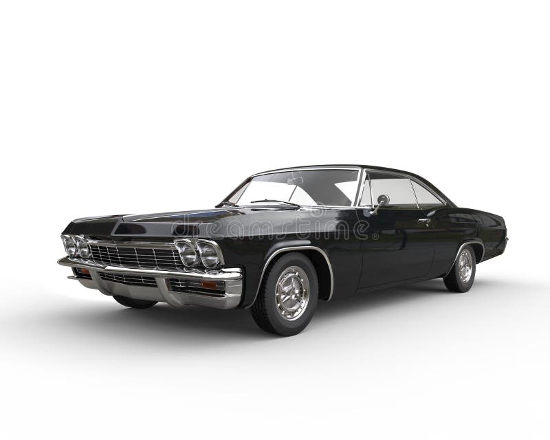 Classic Muscle Black Car - Headlights Studio Shot Stock Image - Image ...