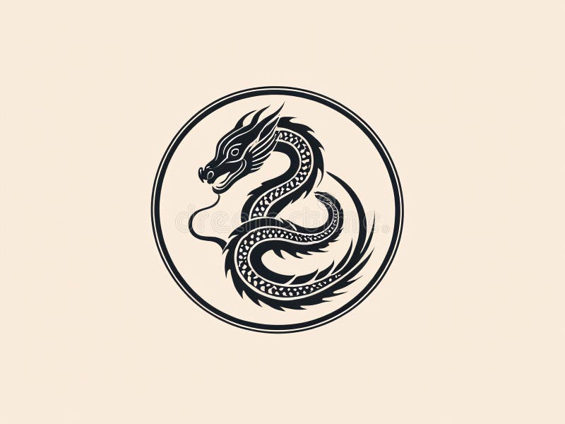 Classic Black Dragon Logo stock illustration. Illustration of animal ...