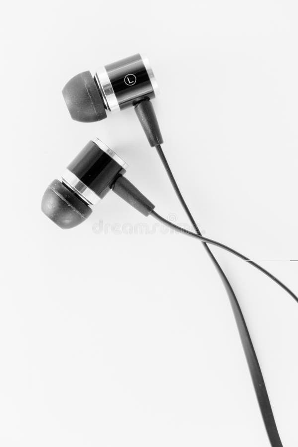 Classic black earbuds stock image. Image of earbud, speaker - 260119395