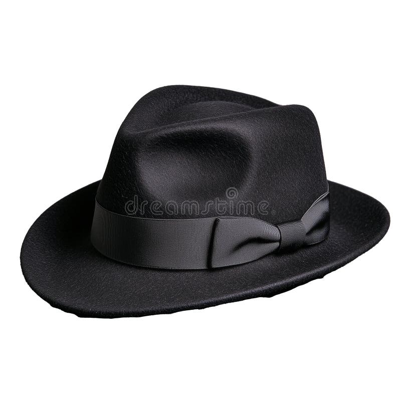 Classic Black Fedora Hat with a Stylish Ribbon on Transparent ...