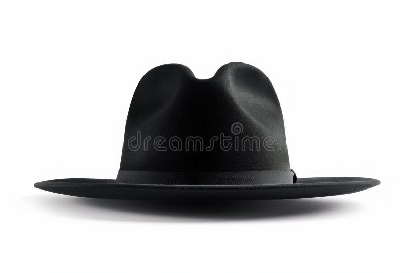 Classic Black Fedora Hat on White Background Stock Image - Image of ...