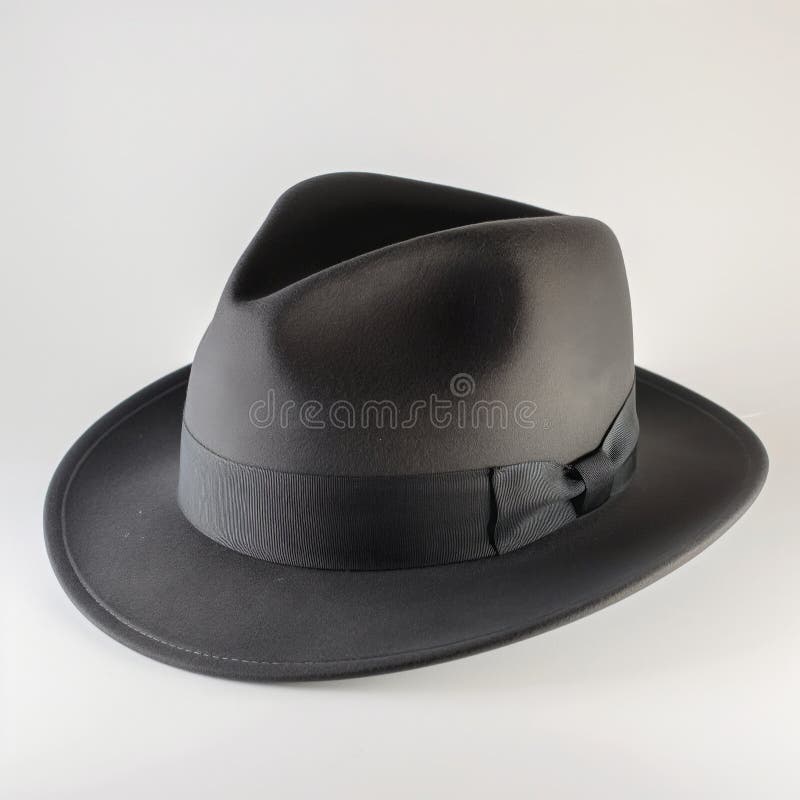 Classic Black Fedora Hat on White Background Stock Photo - Image of ...
