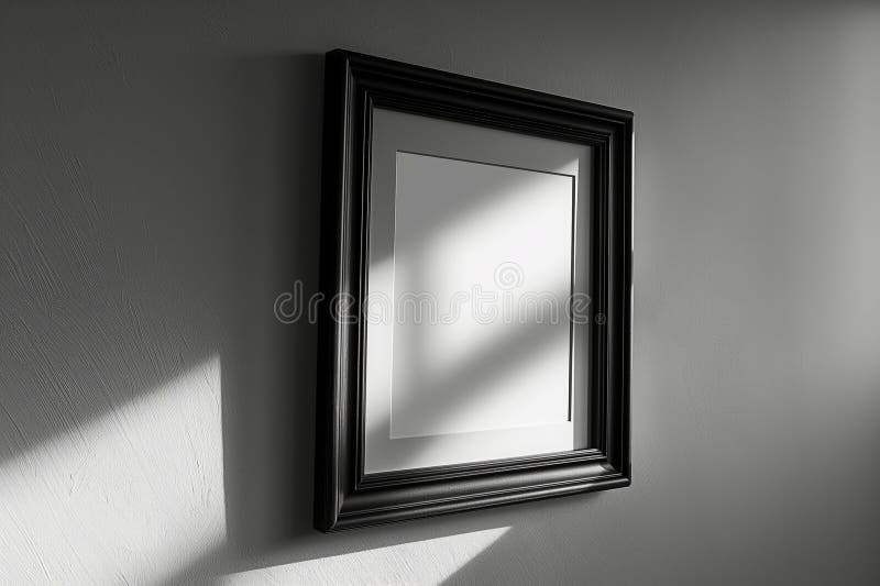 Classic Black Frame Blank White Space Hanging Textured Gray Wall Soft ...