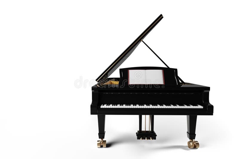 Open Lid Black Grand Piano Angled on White Background Stock Image ...