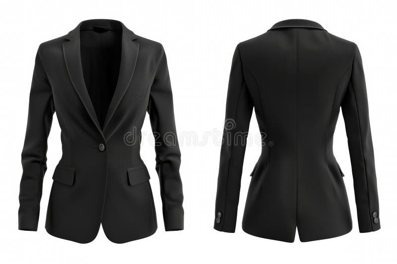 Classic Black Jacket Mockup with Front and Back Views Stock Image ...