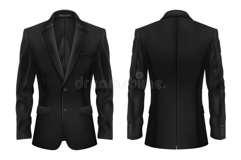 Classic Black Jacket Mockup with Front and Back Views Stock Image ...