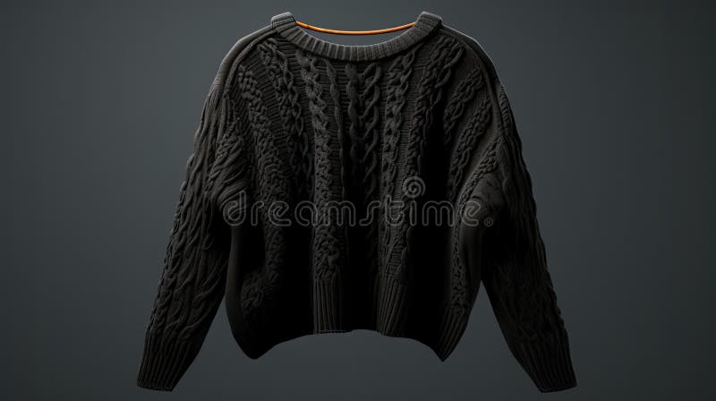 A Classic Black Knit Sweater, with an Ultra-detailed Rendering that ...
