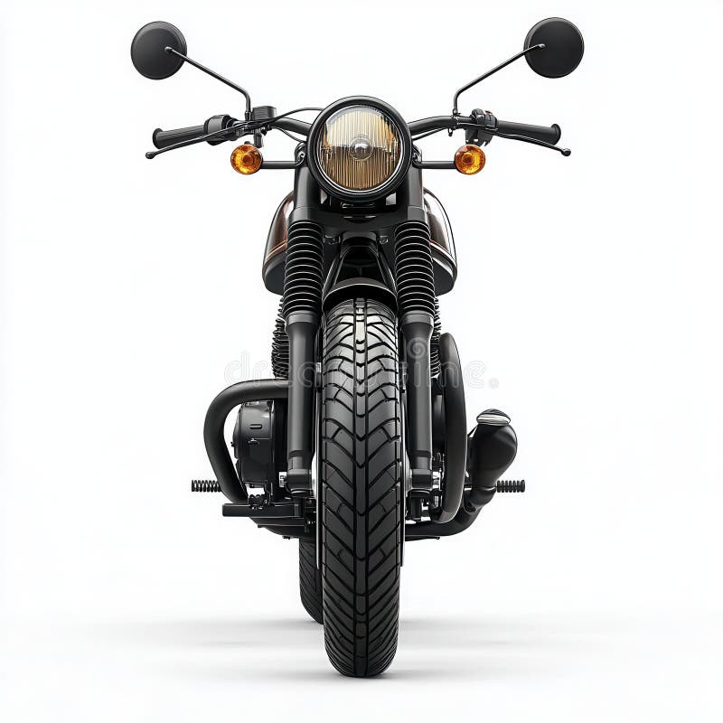 Classic Black Motorcycle Front View Studio Shot Stock Illustration ...