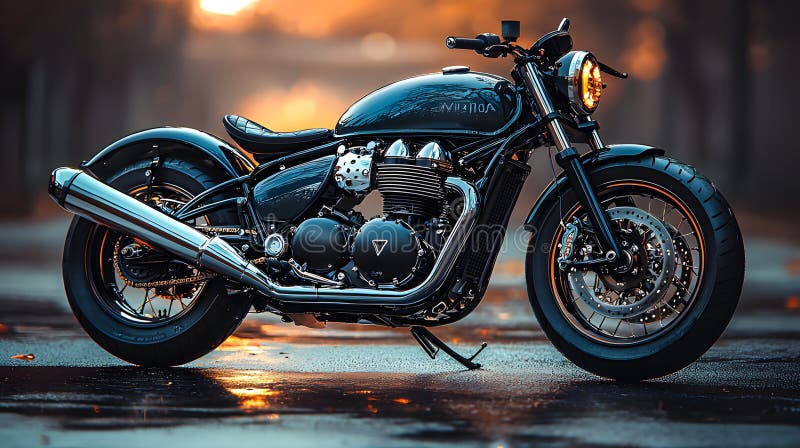 Classic Black Motorcycle Side Profile Stock Illustration - Illustration ...