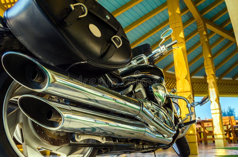 Classic black motorcycle editorial stock photo. Image of motorbike ...