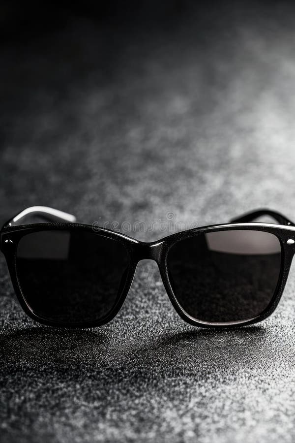 Classic Black Sunglasses on Textured Surface with Dramatic Lighting ...