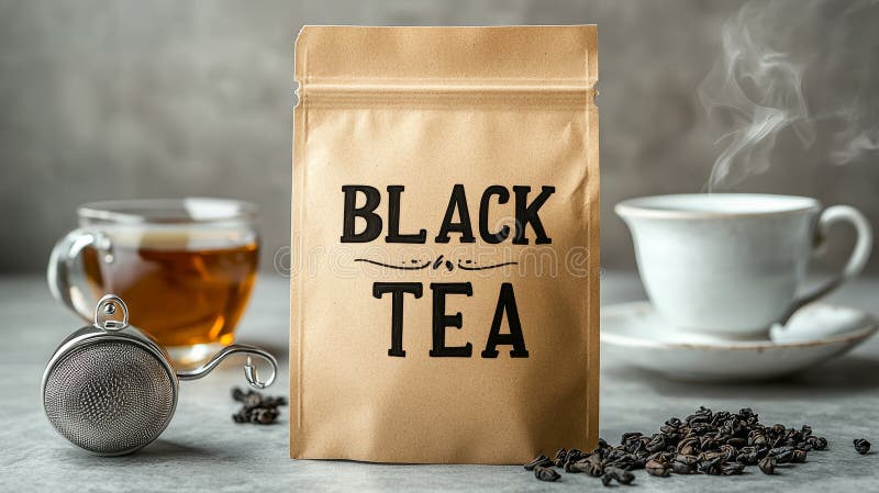 Classic Black Tea Experience Kraft Paper Pouch, Steaming Cup, and ...