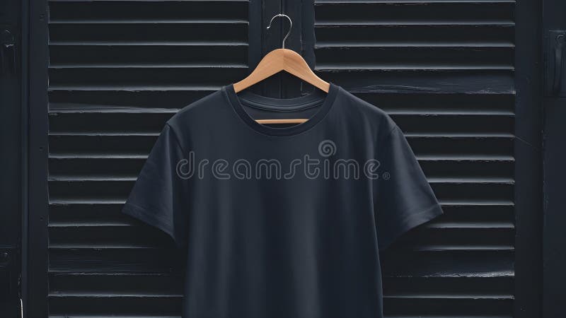 Classic Black Tee on Dramatic Backdrop. Elegant Apparel Showcase. Stock ...