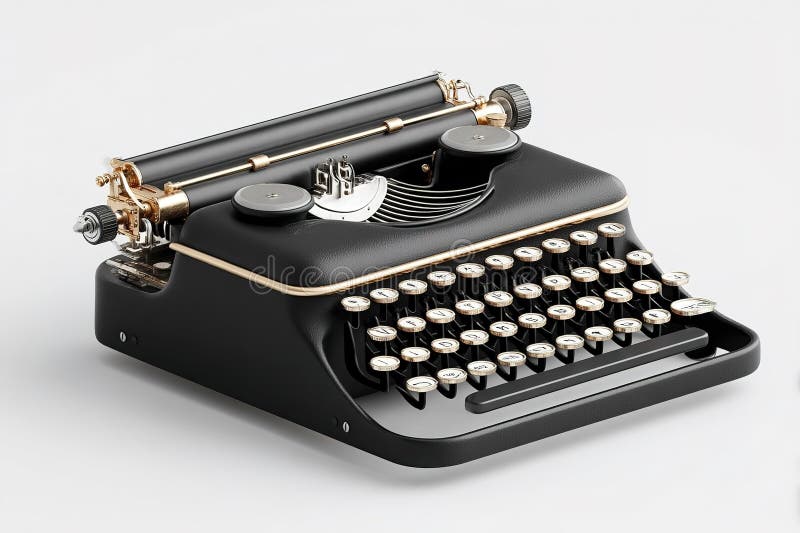 Classic Black Typewriter Resting on a Light Surface with Visible Keys ...