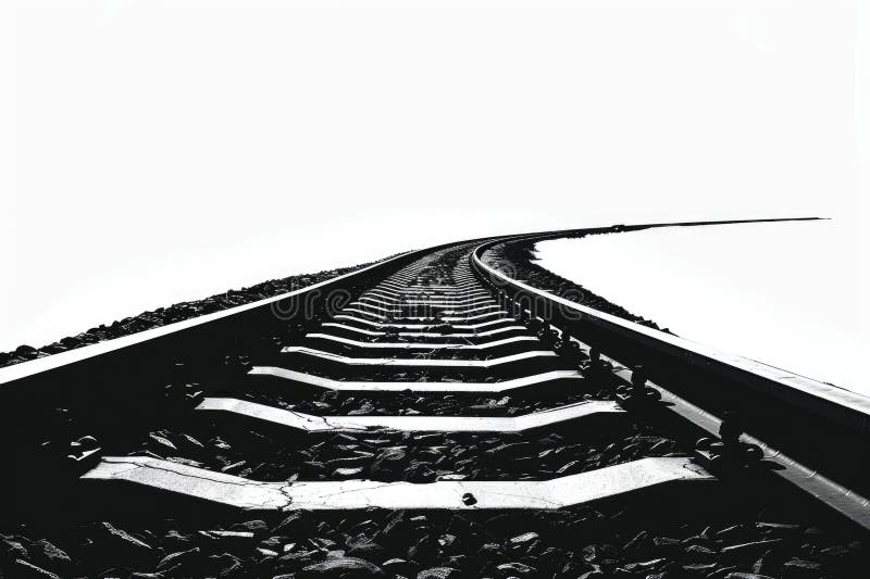 A Classic Black and White Image of a Train Track Stock Image - Image of ...