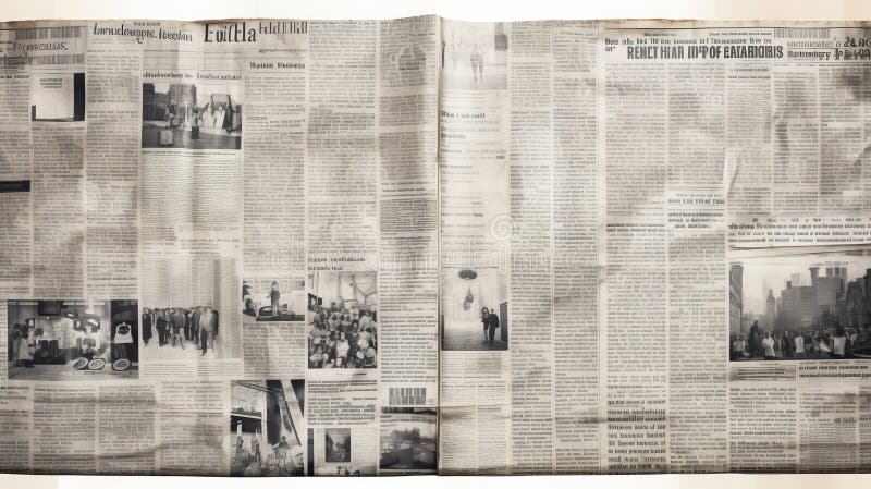 Classic Black and White Newspaper Print Featuring Small Text in a ...