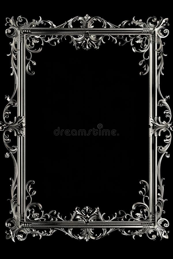 A Classic Black and White Photograph Frame with Ornate Details Stock ...