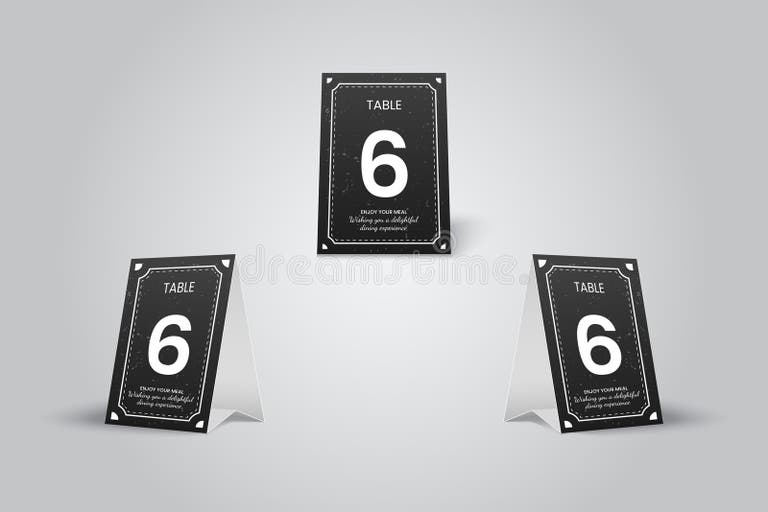 Classic Black and White Table Number Tent Card Mockup Number 6 Stock ...