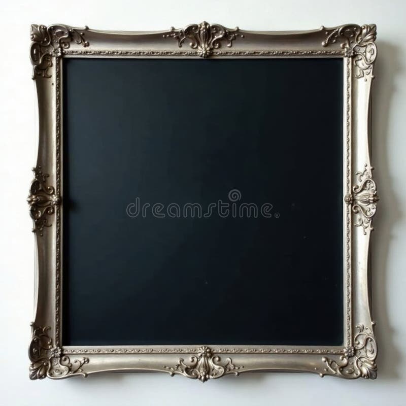 Classic Blackboard, Gleaming Silver Frame, Pure White Backdrop Perfect ...