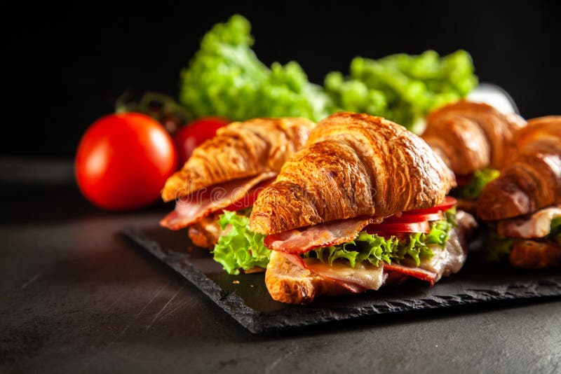Classic BLT Croissant Sandwiches Stock Image - Image of croissant, meat ...