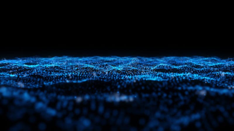 Classic Blue Abstract Motion Background Shining Particles Wave Loop ...