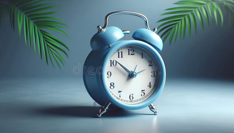 Retro Blue Alarm Clock Landscape Banner Background for Social Media ...
