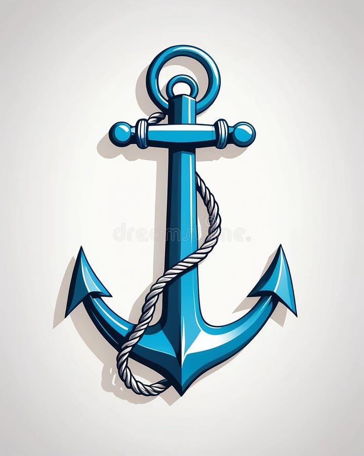 A Classic Blue Anchor Entwined with a Rope, Symbolizing Stability and ...