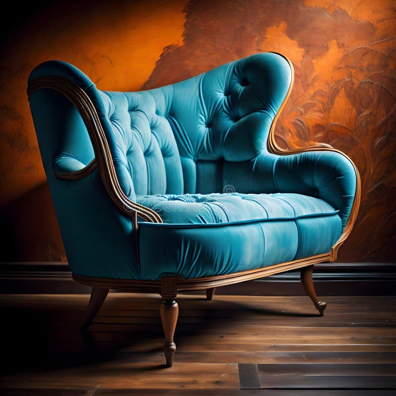 Classic Blue Armchair in the Interior. Generative Ai Stock Illustration ...