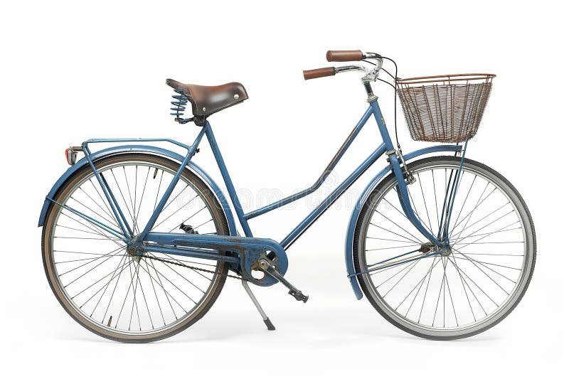 Vintage Blue Bicycle with Basket Stock Photo - Image of wheels ...