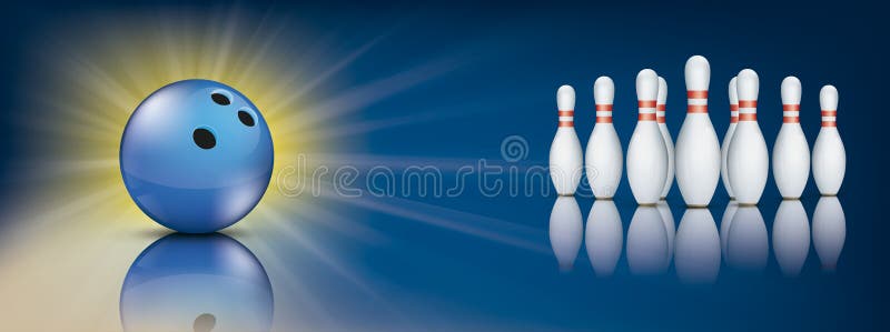 Classic Blue Bowling Pin Deck Banner Blue Ball Header Stock Vector ...