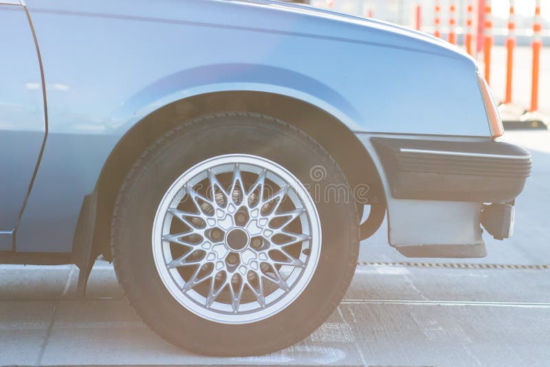 Classic Blue Car Close-up View Stock Image - Image of machine, luxury ...