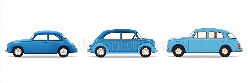 Classic Blue Cars Collection, Featuring Three Vintage Models in ...