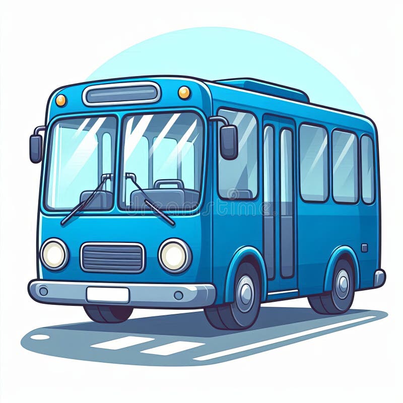 Classic Blue City Bus stock illustration. Illustration of playful ...
