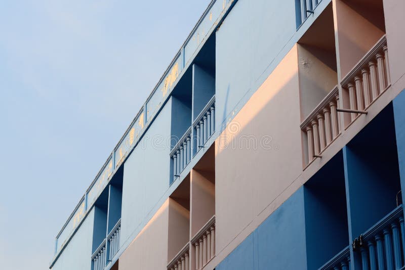 Classic Blue Color Tone Building Stock Image - Image of concrete ...