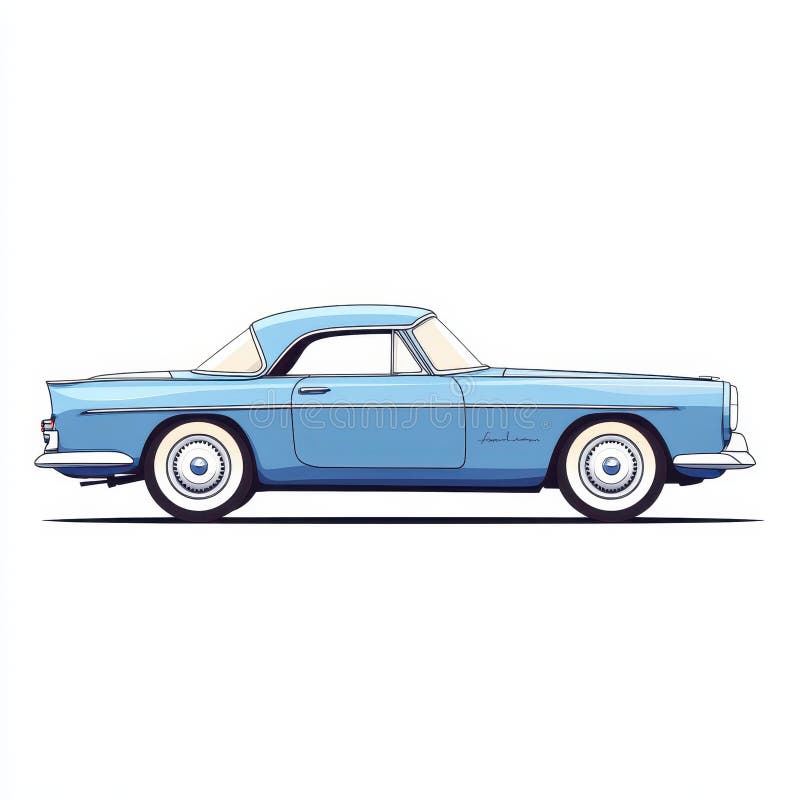 Classic Blue Convertible Car Side Profile Illustration Stock ...