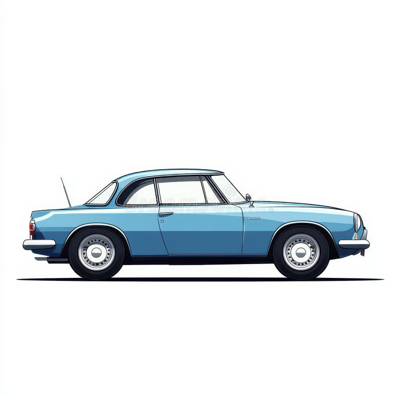 Classic Blue Coupe Vintage Car Side Profile Illustration Stock ...