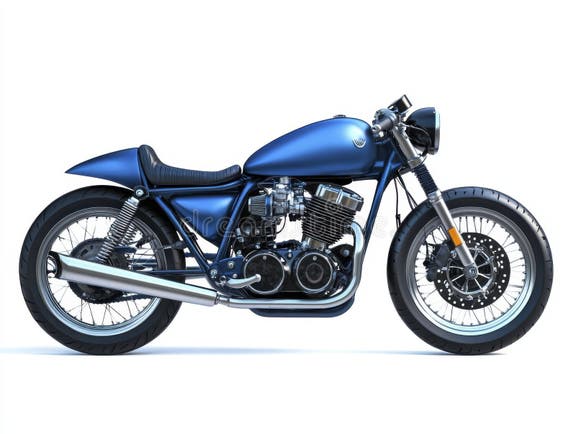 Classic Blue Custom Motorcycle Studio Shot Stock Illustration ...