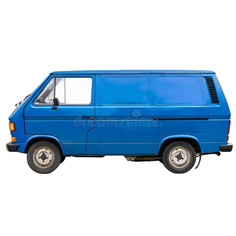 Classic Blue Delivery Van on Transparent Background Stock Photo - Image ...