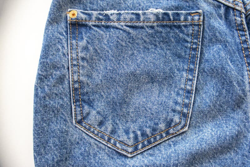 Classic Blue Denim Back Pocket Close Up Stock Photo - Image of textile ...