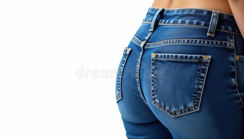 Classic Blue Denim Jeans, Crisp White Backdrop, Seam, Clean, Texture ...