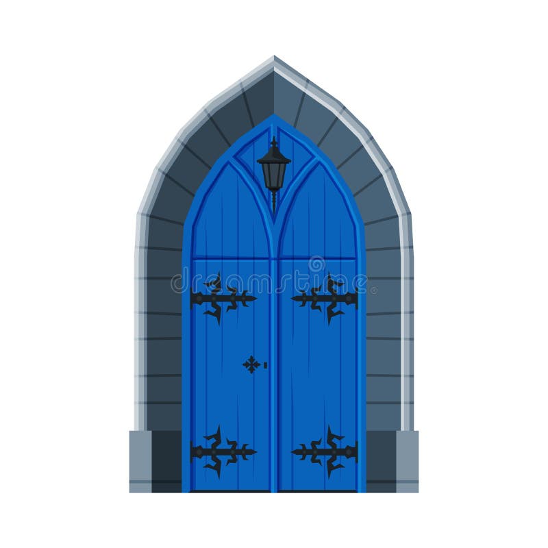 Blue Door in Vintage Style, Architactural Design Element Vector ...