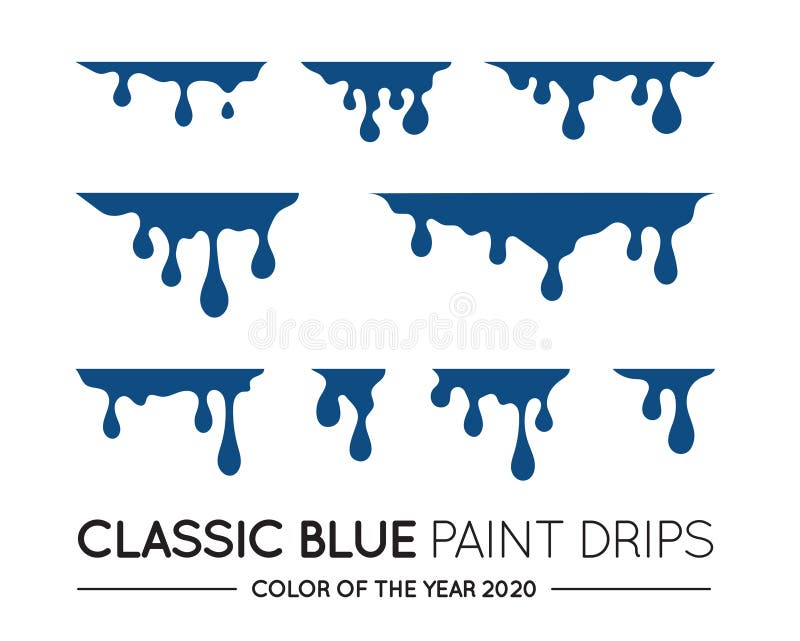 Classic Blue Dripping Paint Set. Liquid Drips. Paint Flows. Stains ...