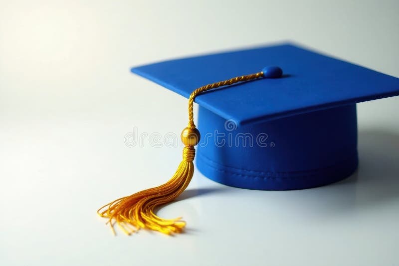 Classic Blue Graduation Cap, Shimmering Gold Tassel , Learning, School ...